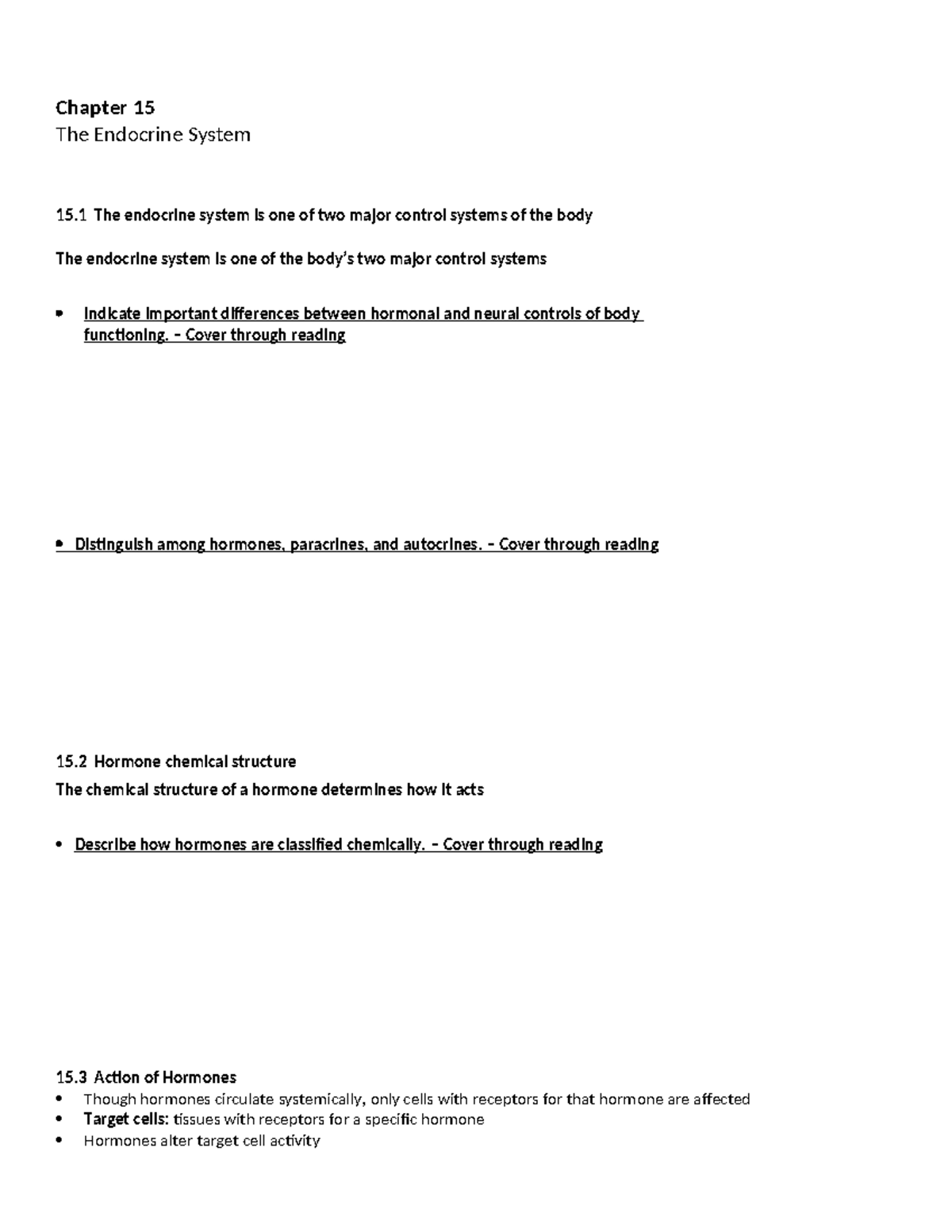 Chapter 15 Lecture Notes - Chapter 15 The Endocrine System 15 The ...