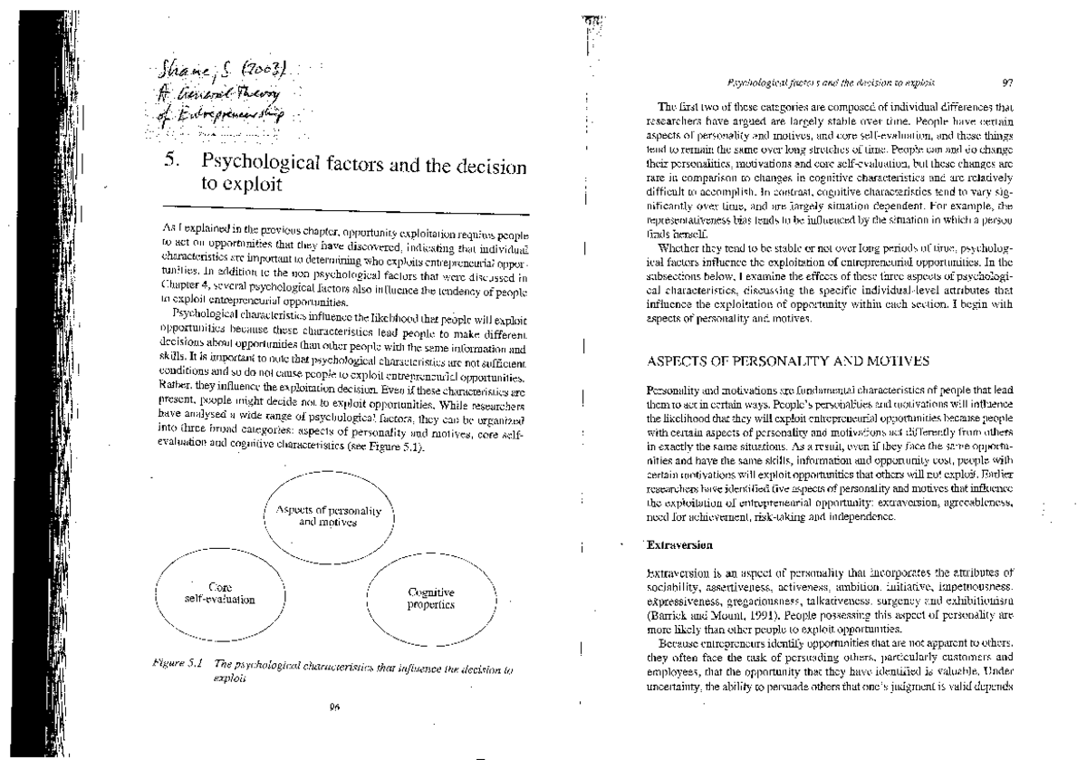 Reading Shane (2003) - Introduction to Entrepreneurship - Studocu