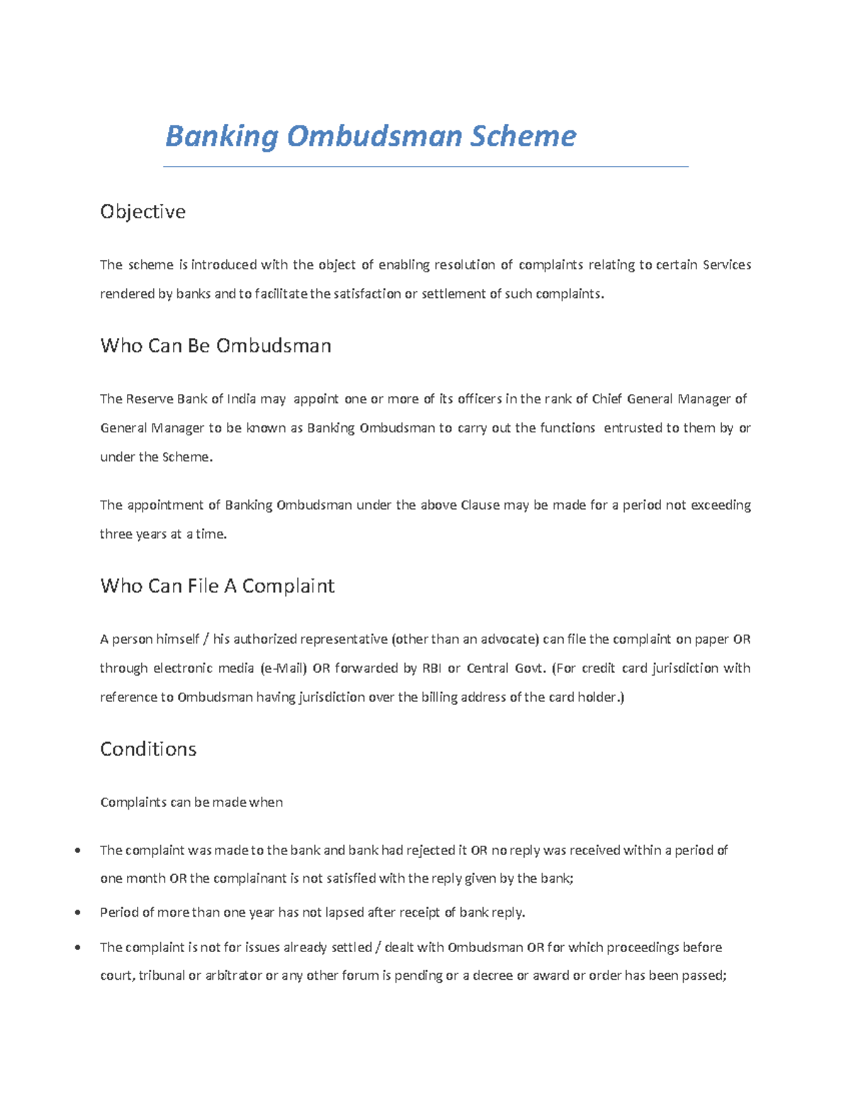 Banking-Ombudsman-Scheme - Banking Ombudsman Scheme Objective The ...