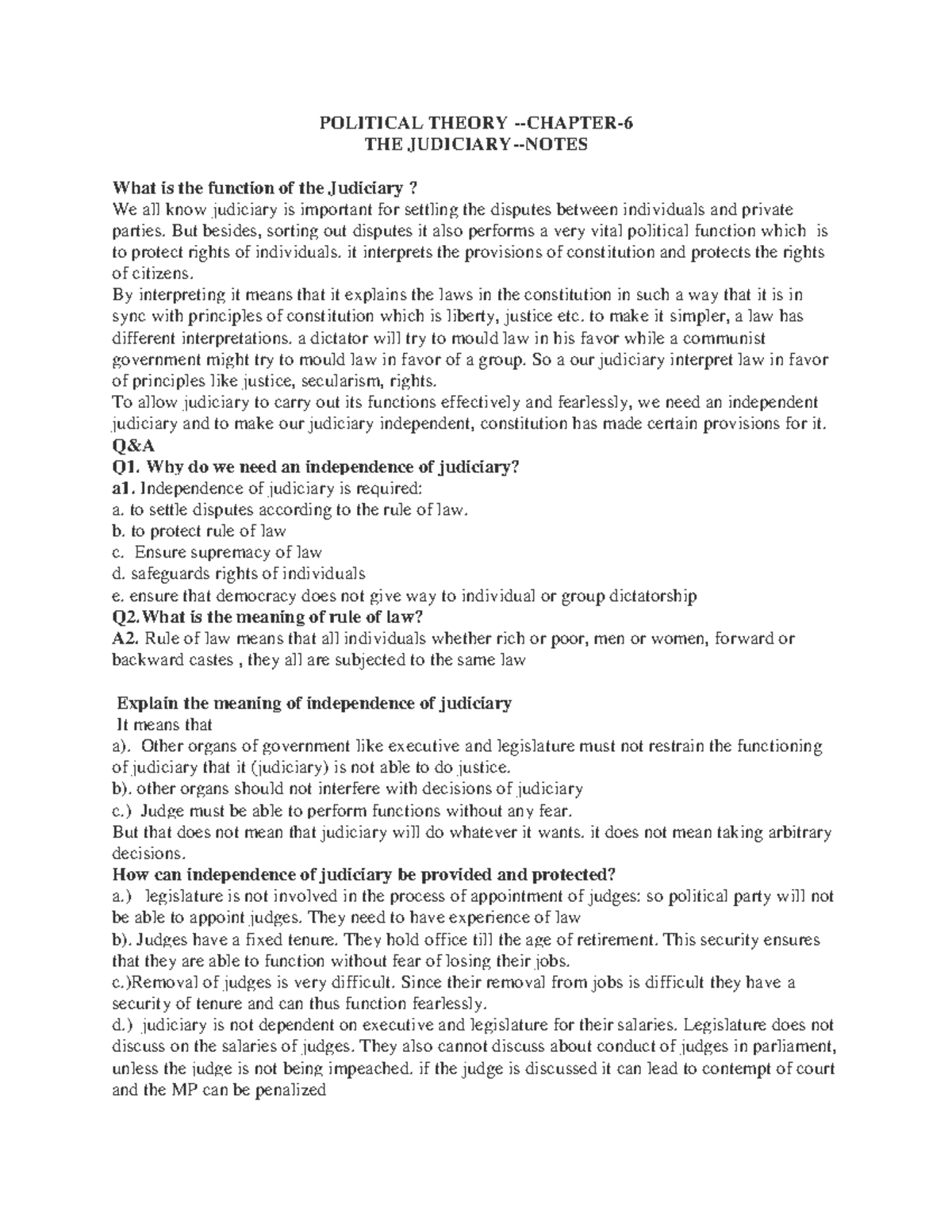 CL XI- Indian Constitution - CH - Judiciary-2 - POLITICAL THEORY ...