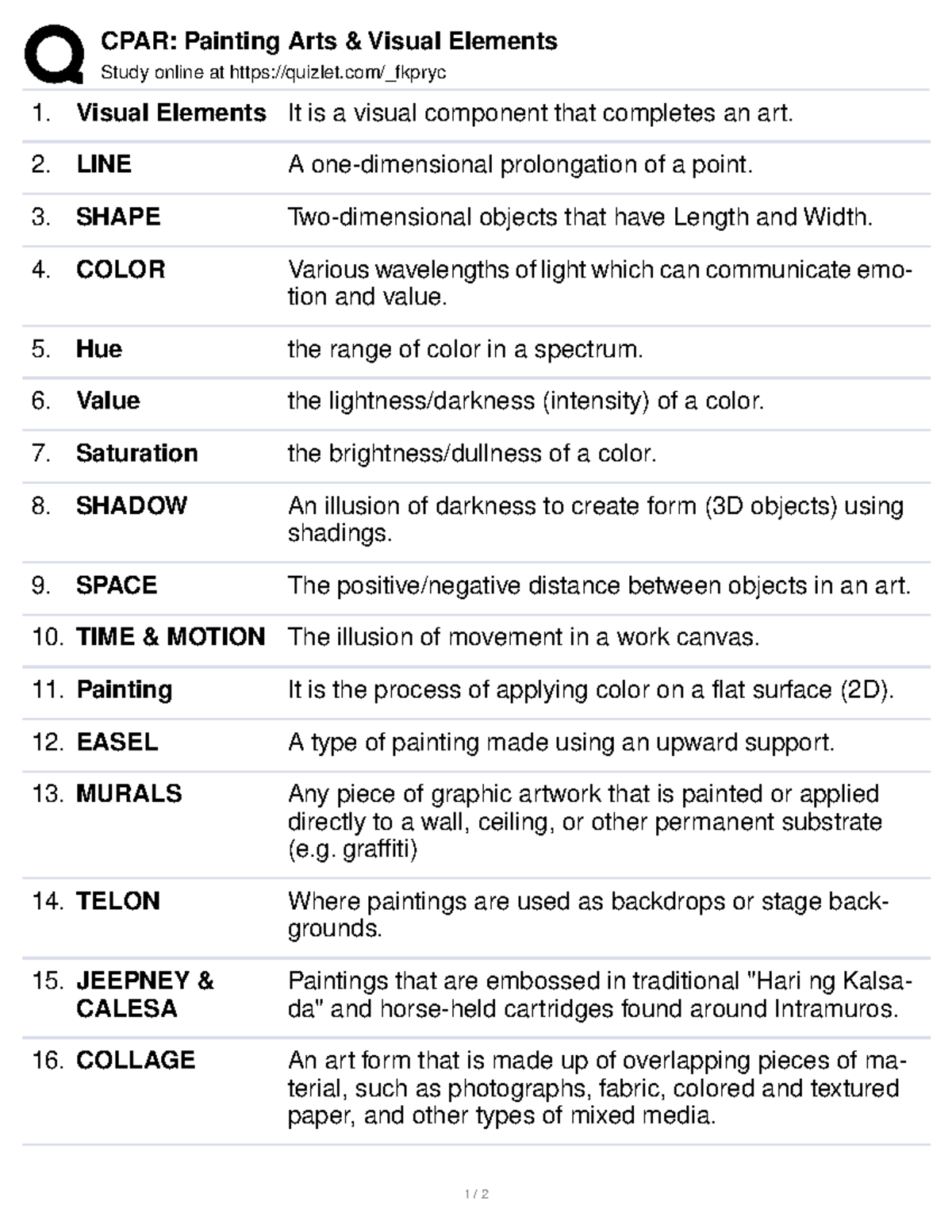 CPAR - Painting Arts and Visual Elements - CPAR: Painting Arts & Visual ...