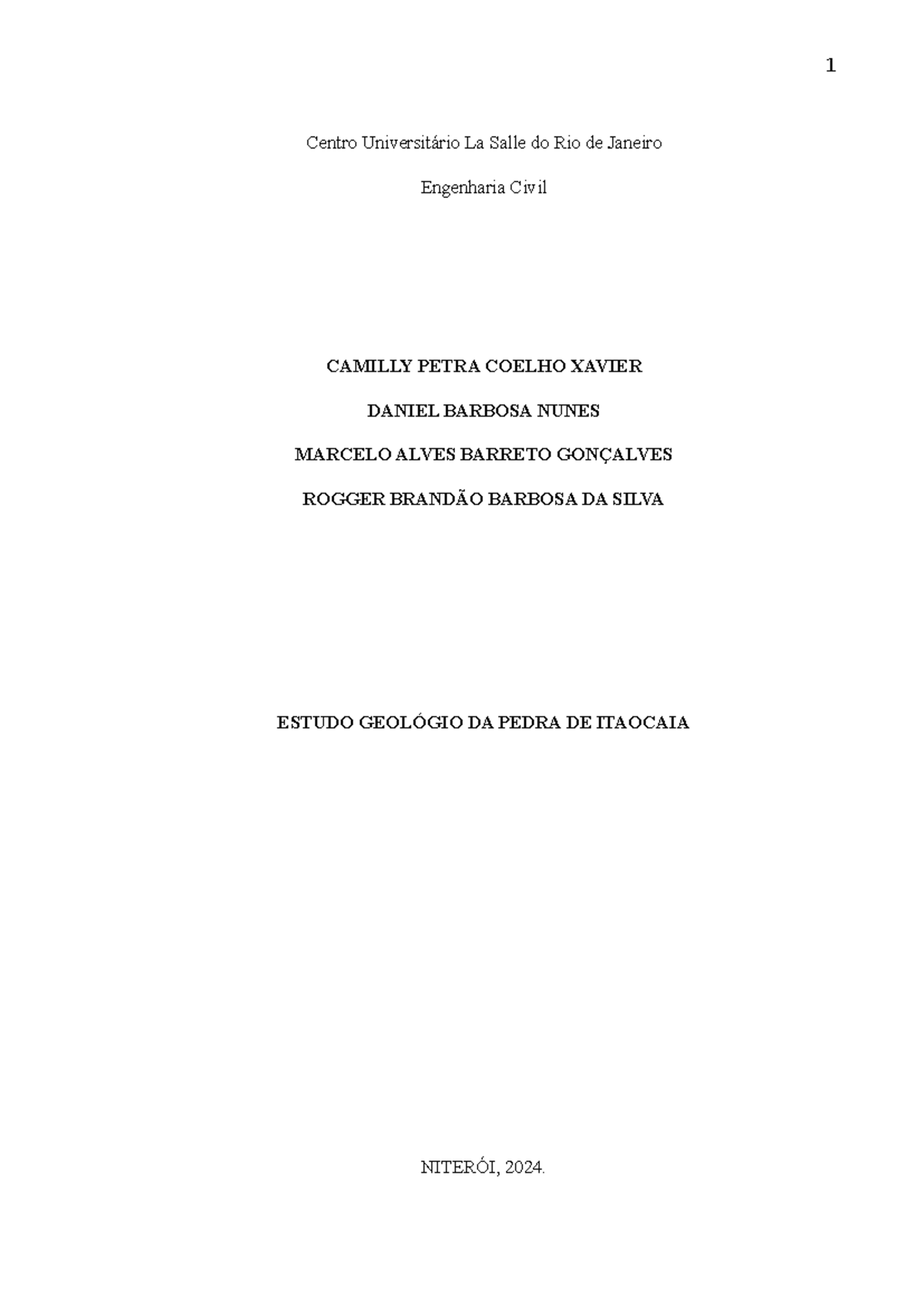 Geologia - relatorio sobre rocha de marica - Centro Universitário La ...