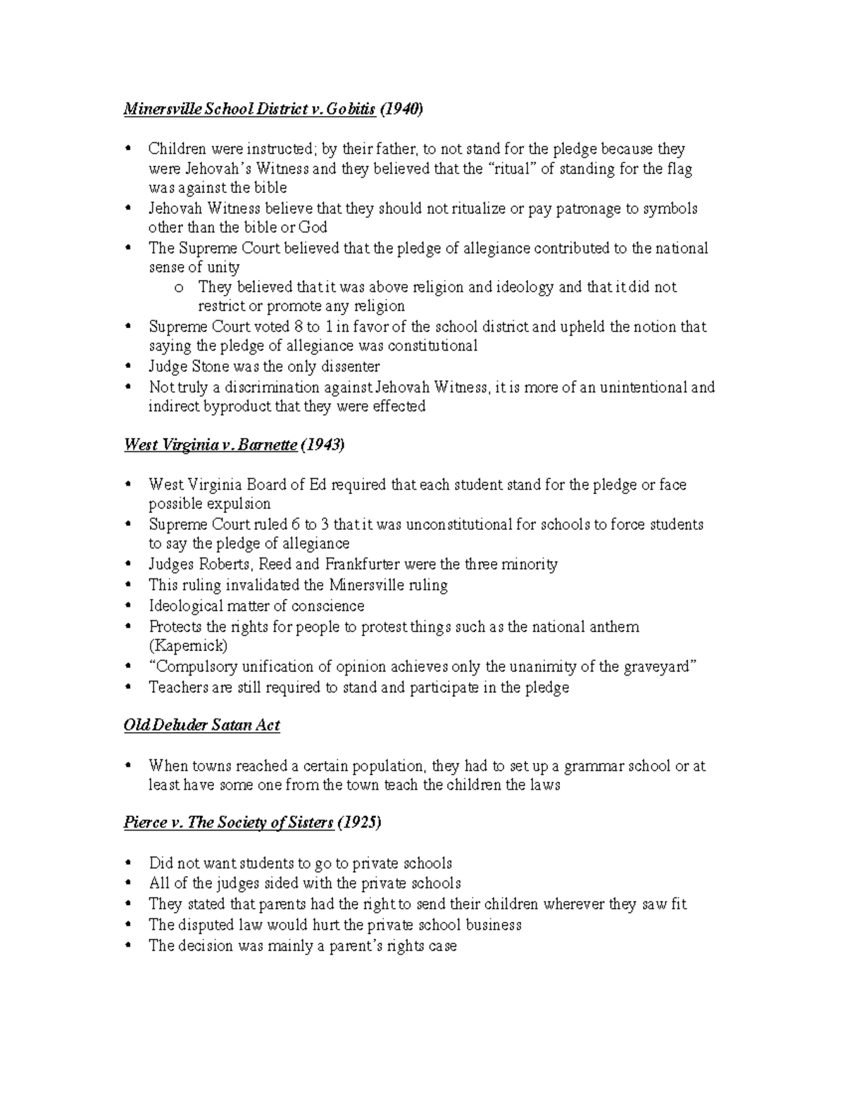 EDUC240.S17 - study guide for exam 1 - Minersville School District v ...