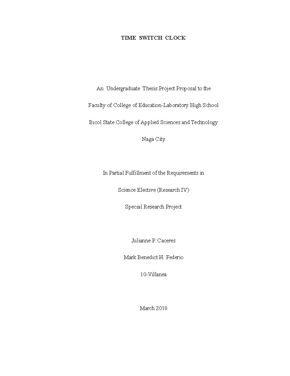 analog clock switching device - TIME SWITCH CLOCK An Undergraduate ...