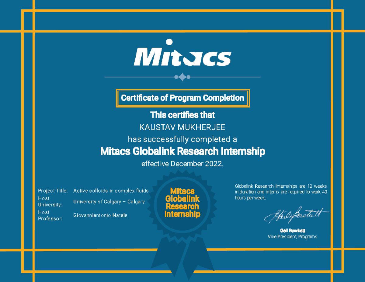 Mitacs Training Certificate - Certicate of Program Completion This ...