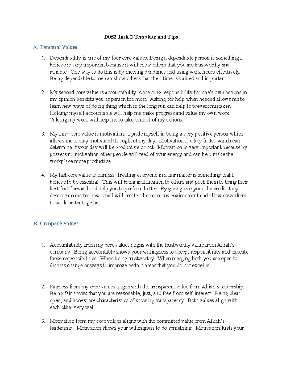 Emotional and Cultural Intelligence - Task 2 - D082 Task 2 Template and ...
