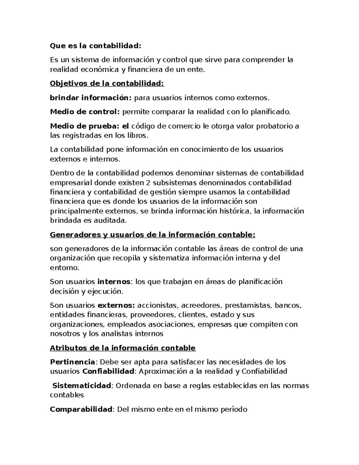 Resumen final contabilidaaaaad - Que es la contabilidad: Es un sistema de información y control ...
