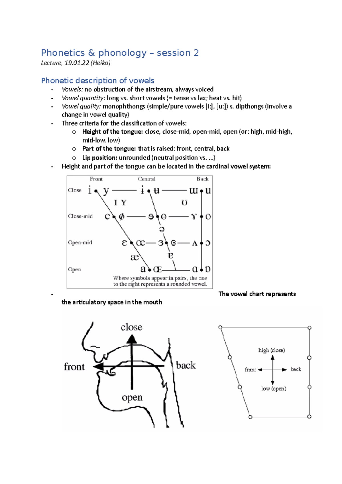 Phonetics session 2 (vowels) - Phonetics & phonology – session 2 ...
