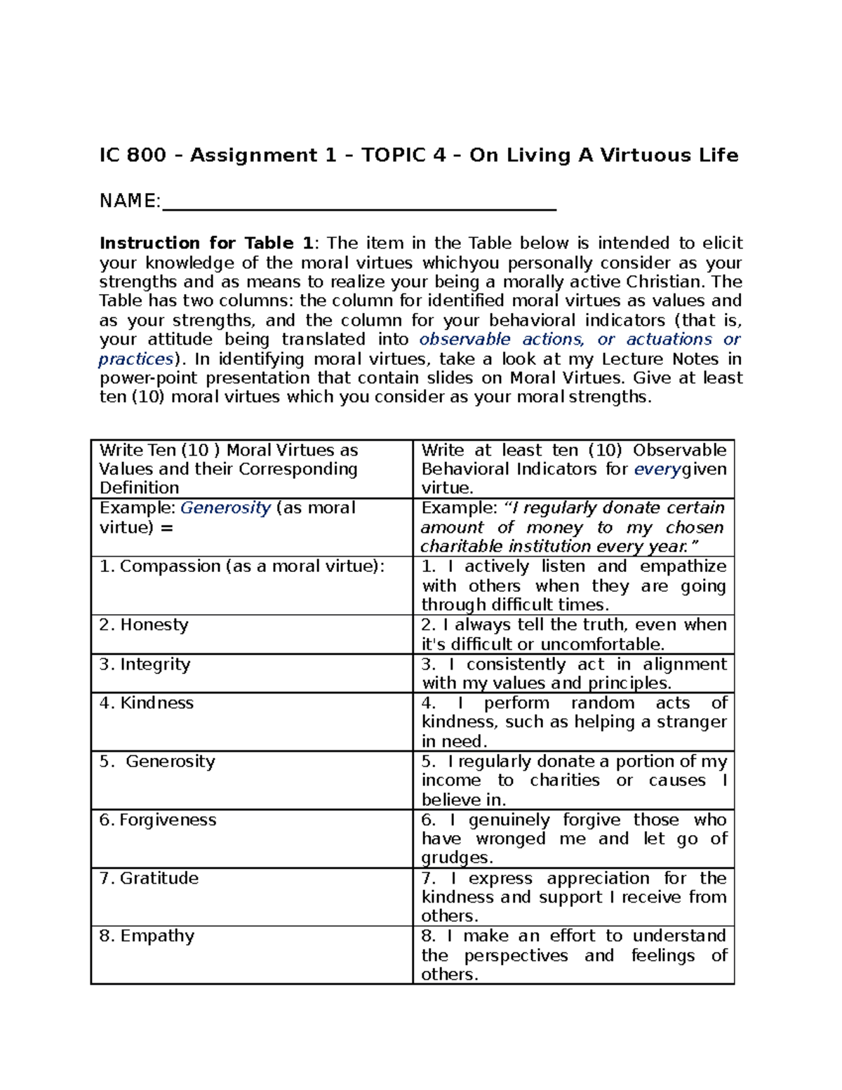 IC 800 - Assignment 2 - Topic 4 - ON Living Virtuous LIFE- Bugarin ...
