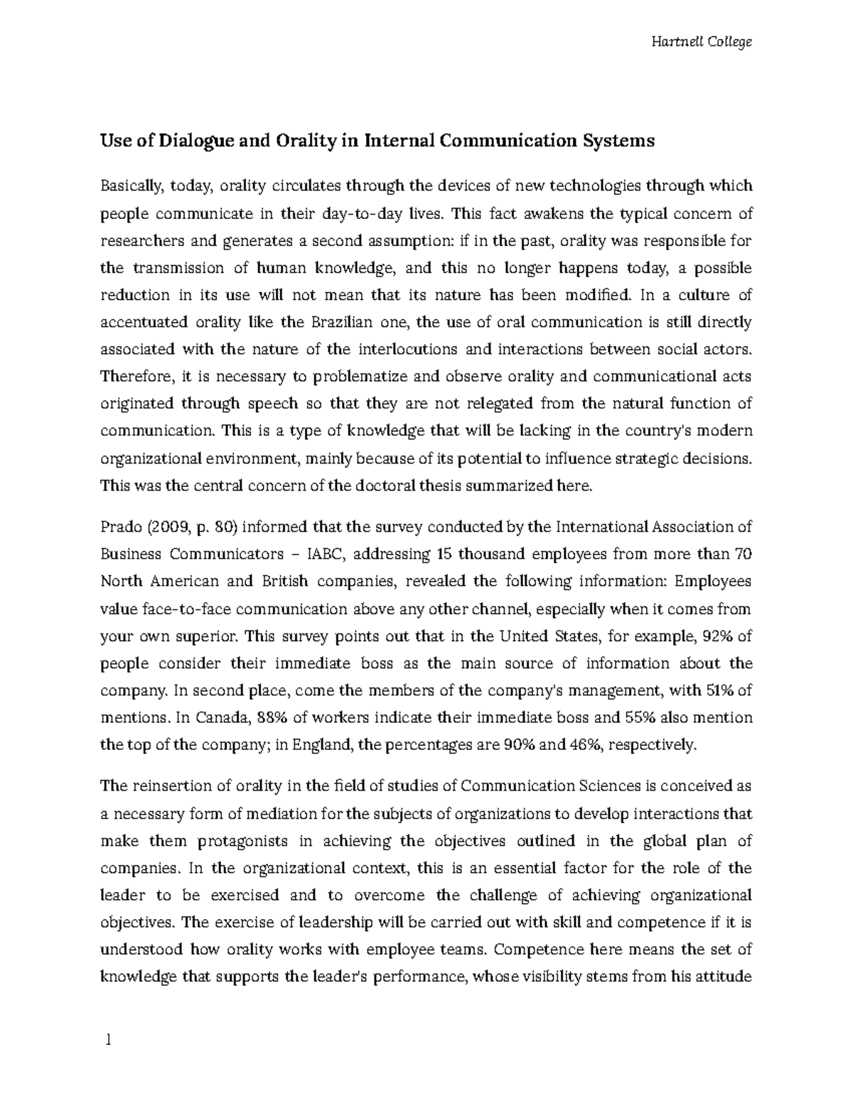 Internal Communication Systems. - Use of Dialogue and Orality in ...
