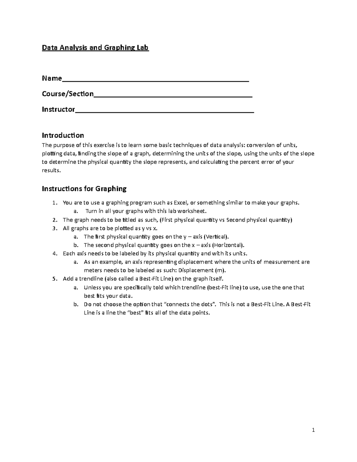 Spring 22 Data Analysis and Graphing Online - Data Analysis and ...