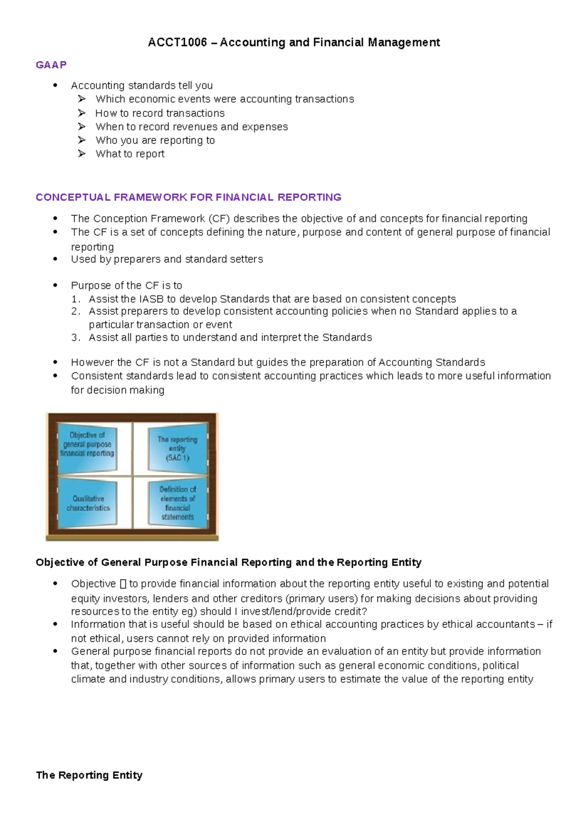 ACCT1006 Notes - ACCT1006 – Accounting and Financial Management GAAP ...