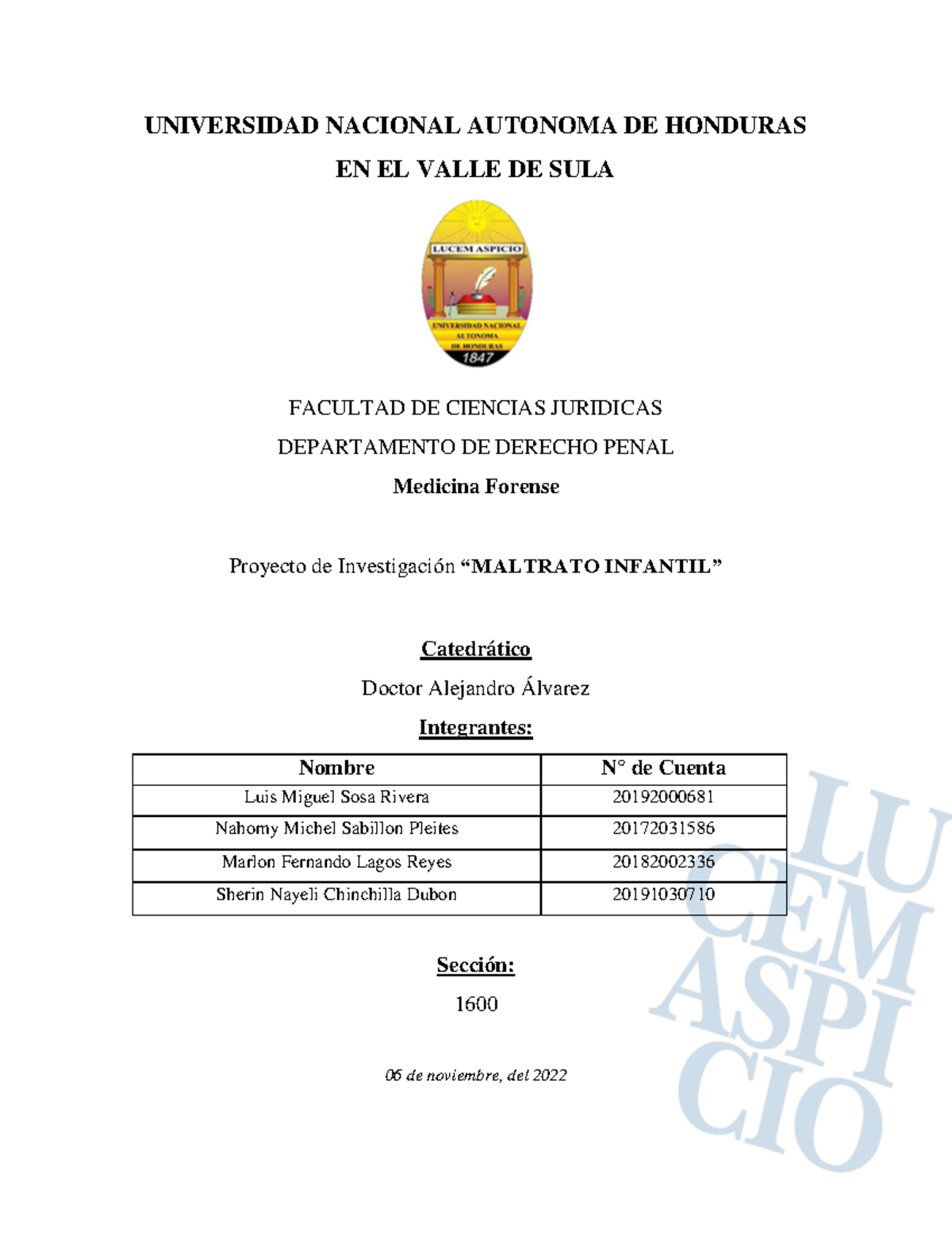 Grrupo F-Maltrato Infantil - UNIVERSIDAD NACIONAL AUTONOMA DE HONDURAS EN EL VALLE DE SULA ...