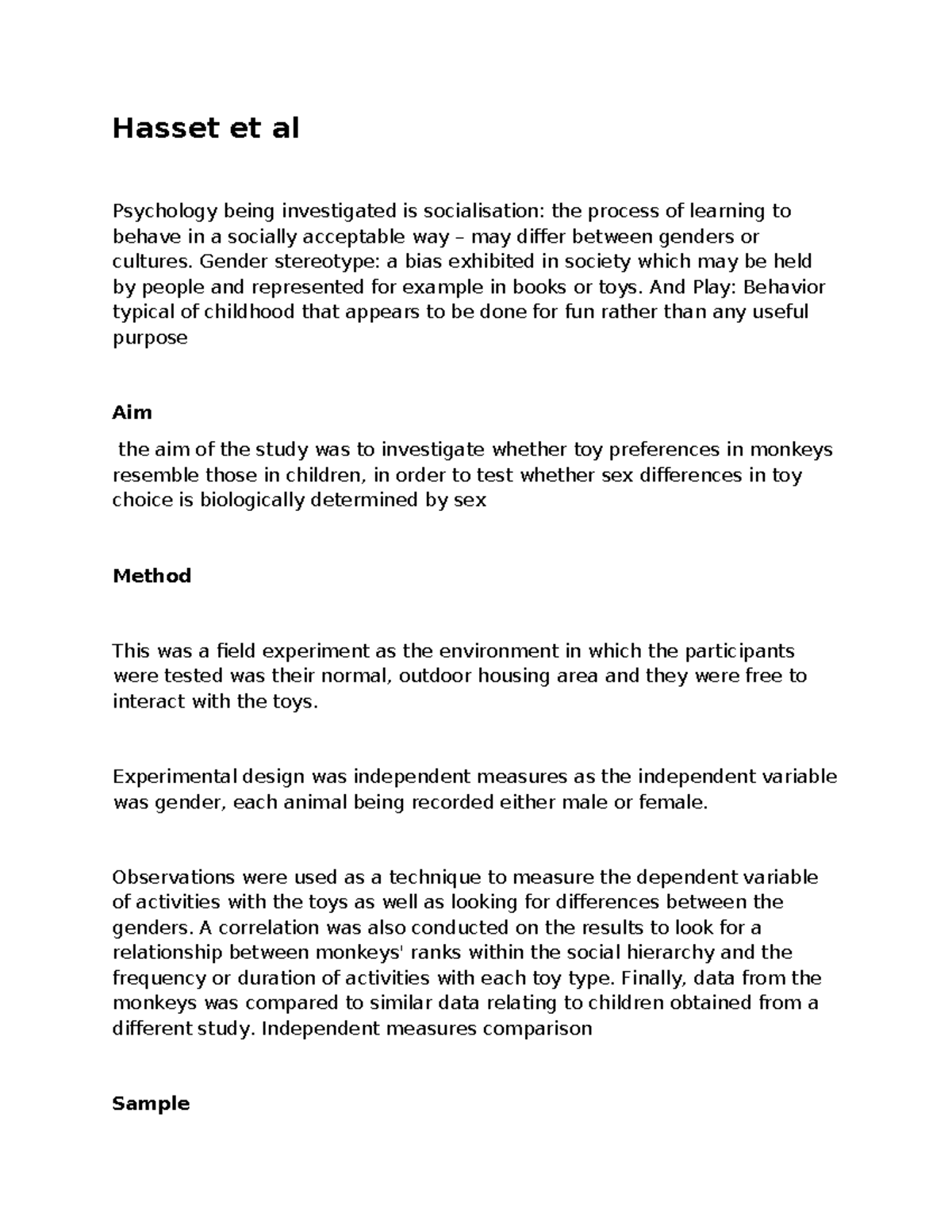 Hasset et al AICE Psychology - Hasset et al Psychology being ...