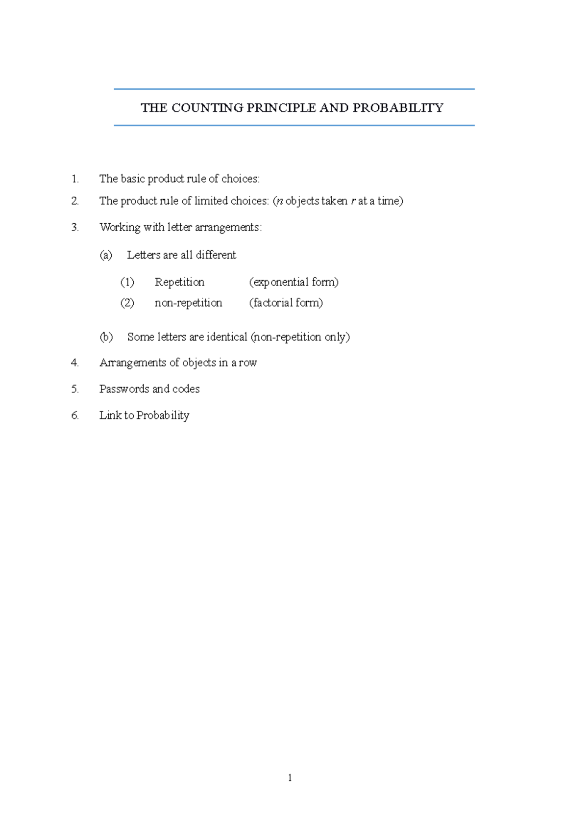 Counting Principle AND Probability Tasks - 1 THE COUNTING PRINCIPLE AND ...