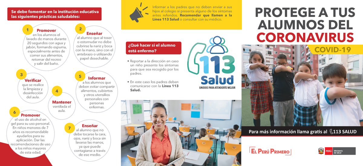 Coronavirus triptico colegios - ¿Qué hacer si el alumno está enfermo ...