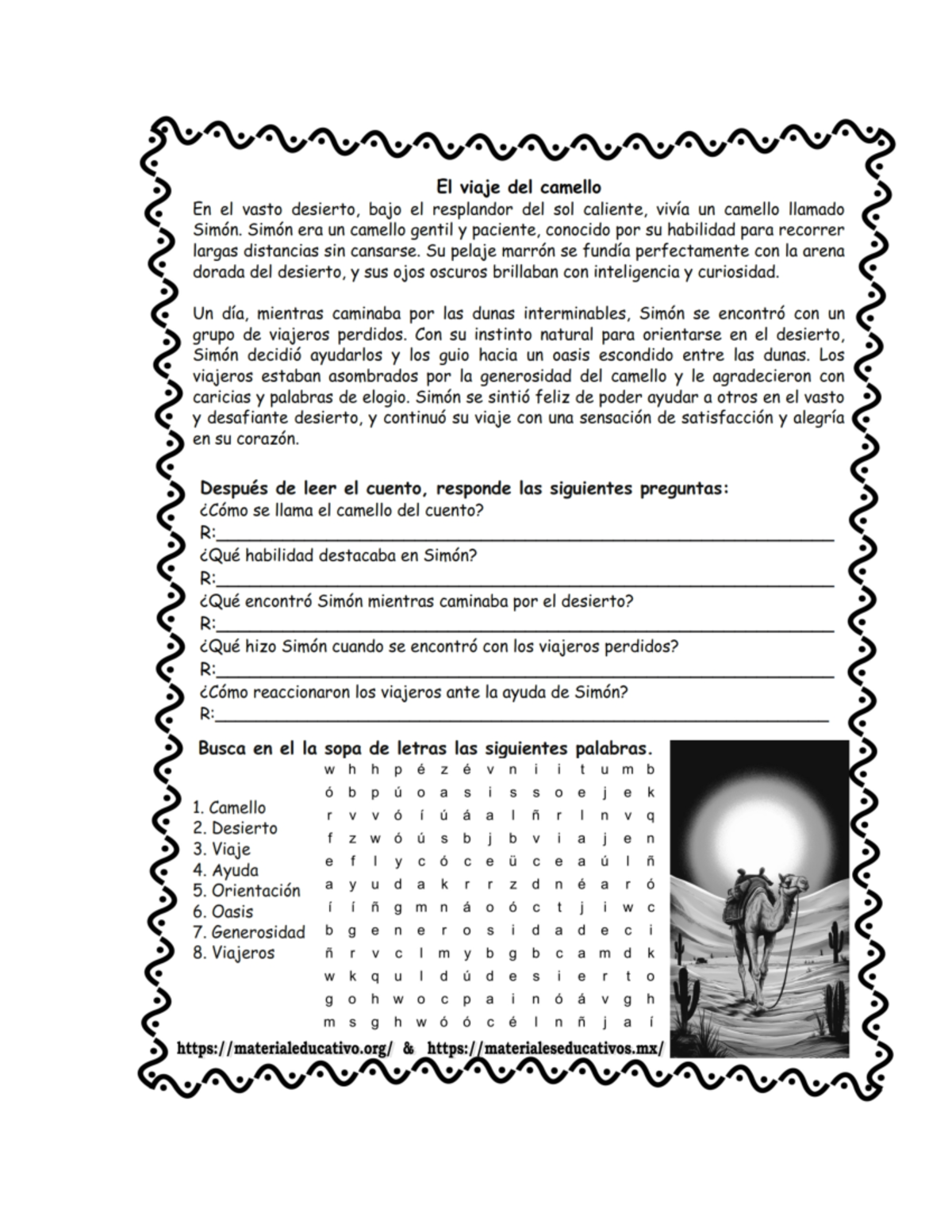 Cuadernillo DE Repaso Tercer Grado - El viaje del camello En el vasto ...