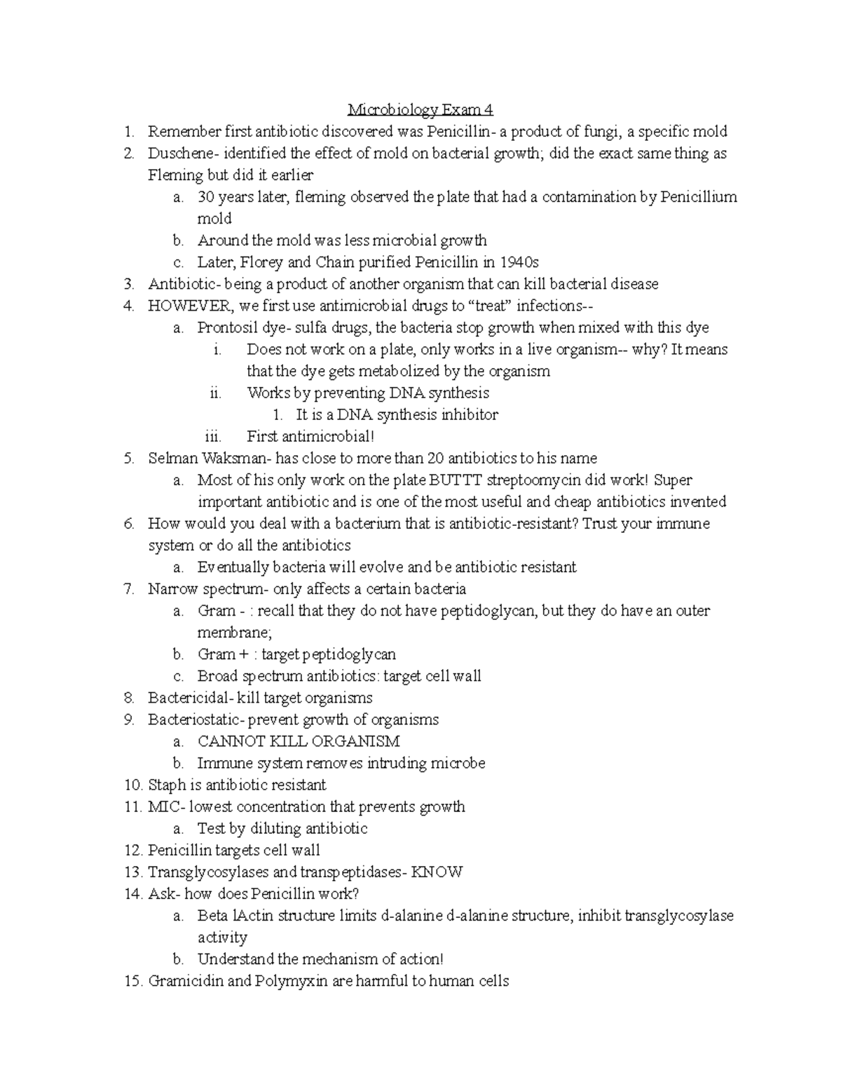 Micro Exam 4 - Microbiology Exam 4 Remember first antibiotic discovered ...