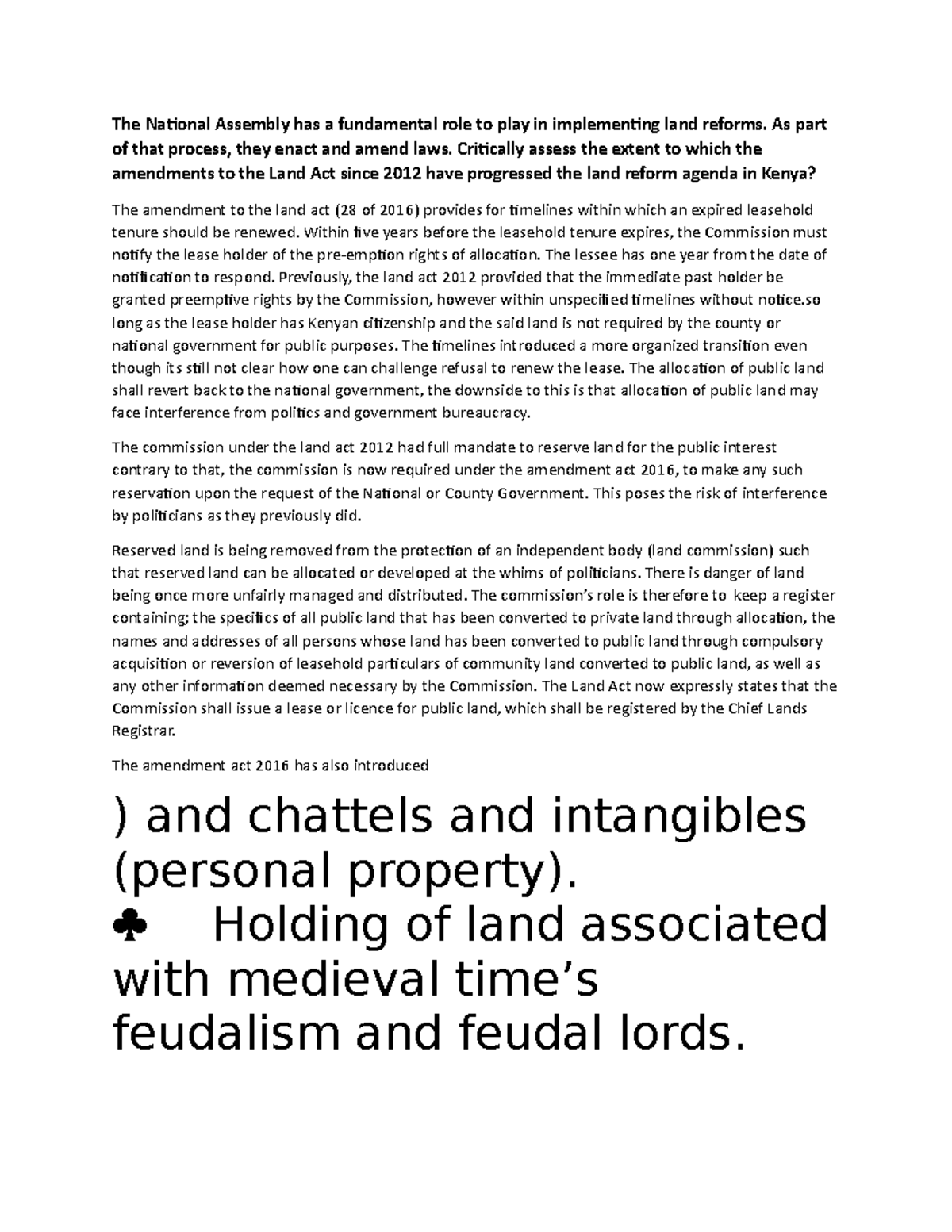 Land Act Reforms - The extent to which the amendments to the Land Act ...