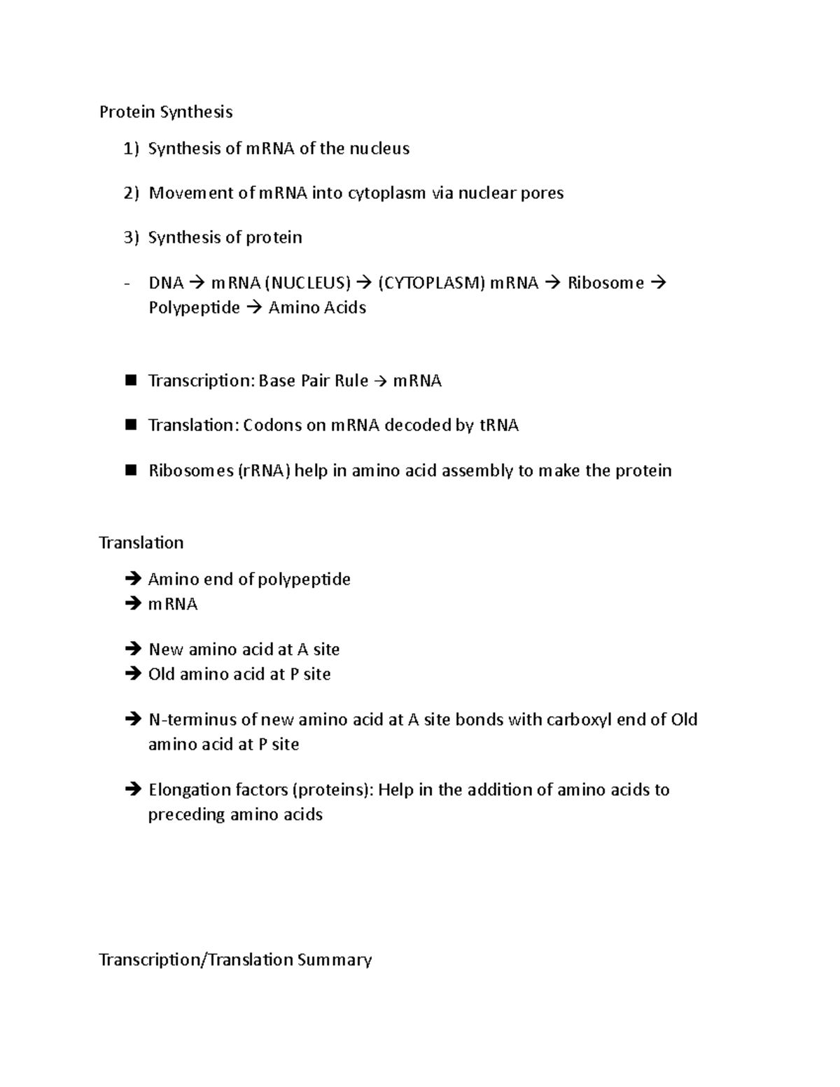 14 - Protein Synthesis Review - Protein Synthesis Synthesis of mRNA of ...