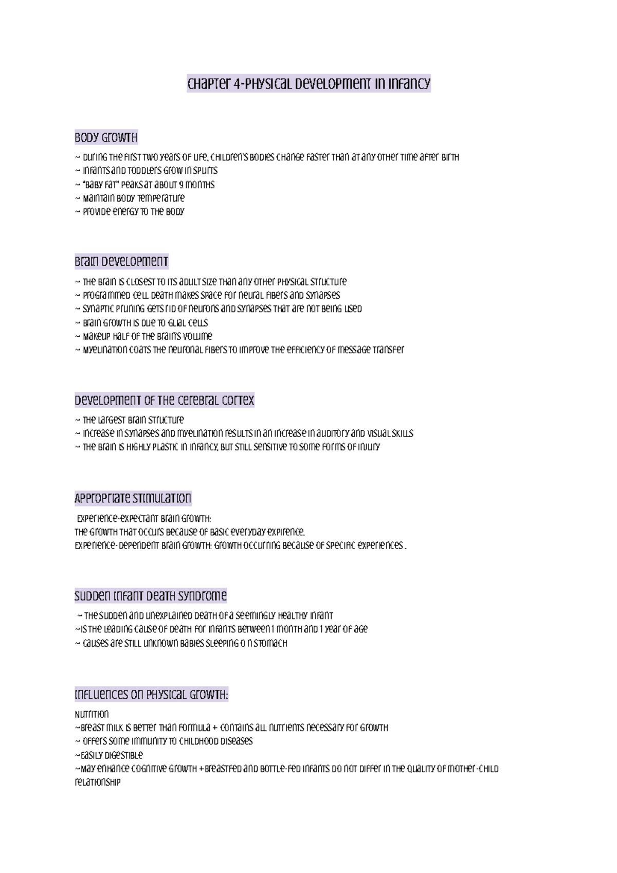 Chapter 4-Physical Development in Infancy - Experience-dependent brain ...