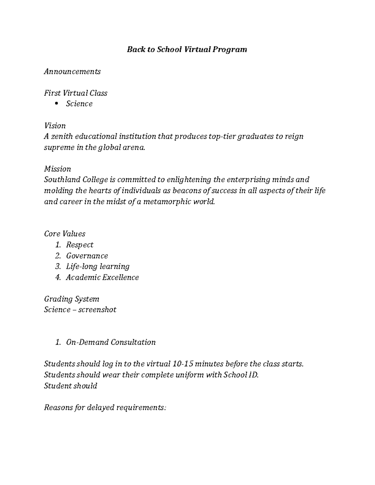 Back to School Virtual Program - Back to School Virtual Program ...