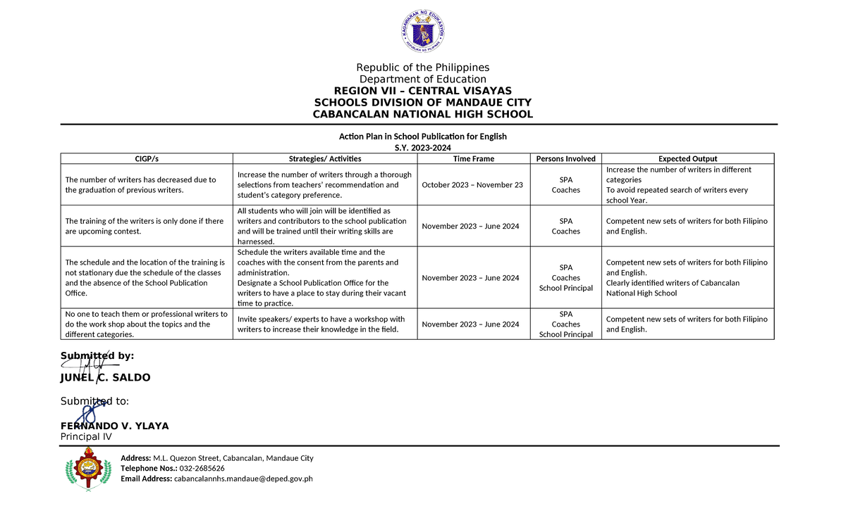 Action-Plan-in-s Chool p Ublication For English - Republic of the ...