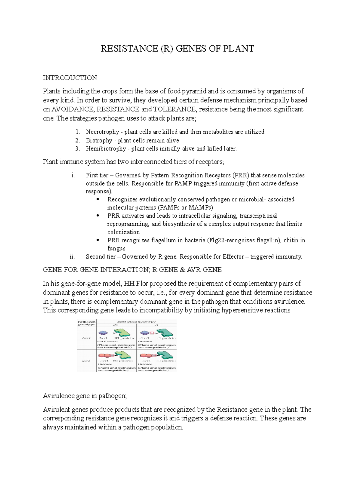 Plant Disease Resistance GENE - Microbiology - Studocu