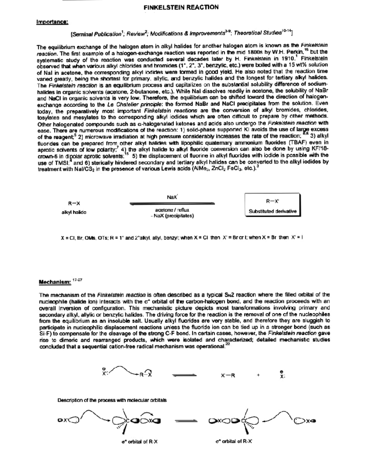 Finkelstein reaction - FINKELSTEIN REACTION Importance (Seminal ...