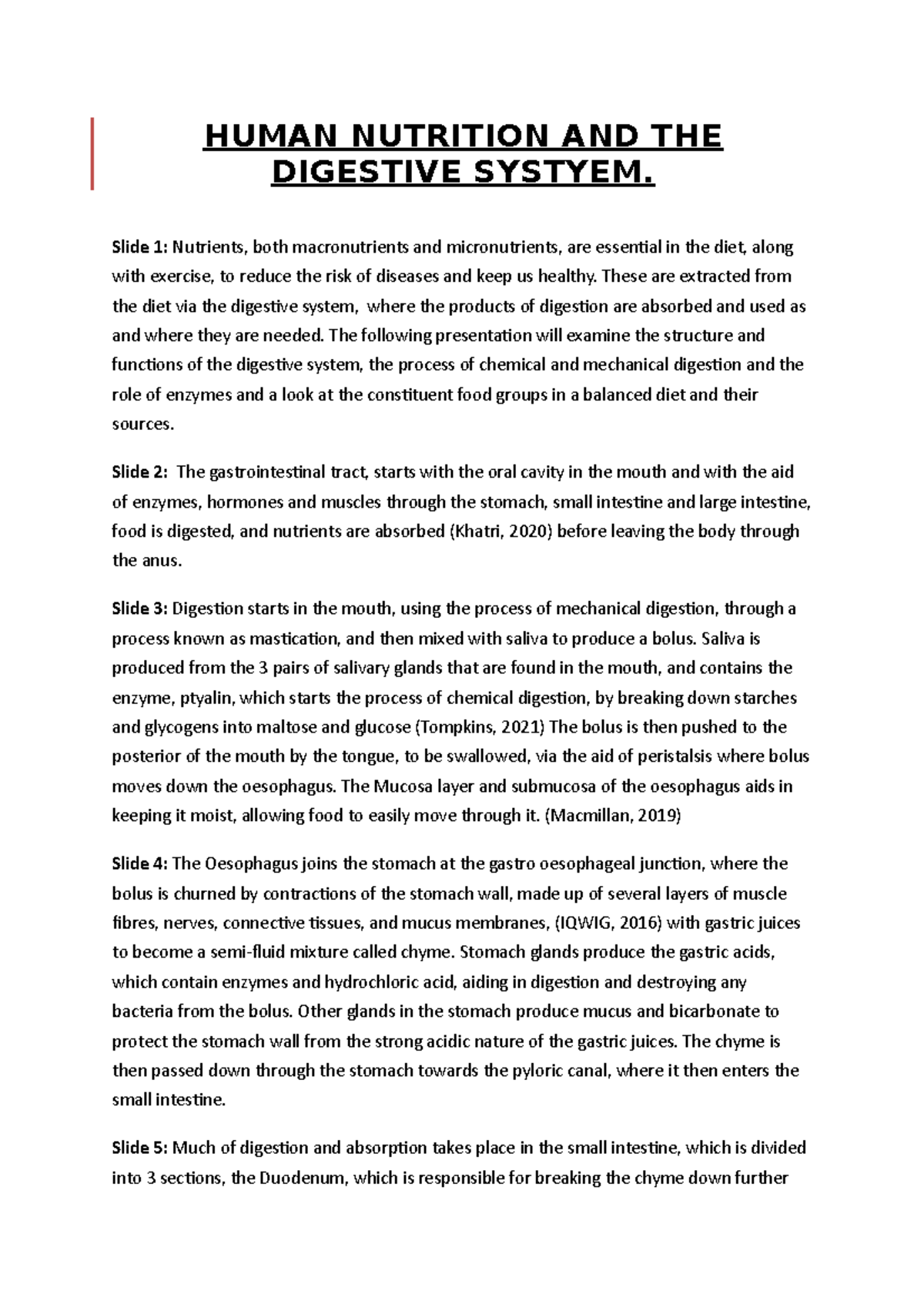 Unit 10 - Digestion - Notes from my presentation for Unit 10: Human ...