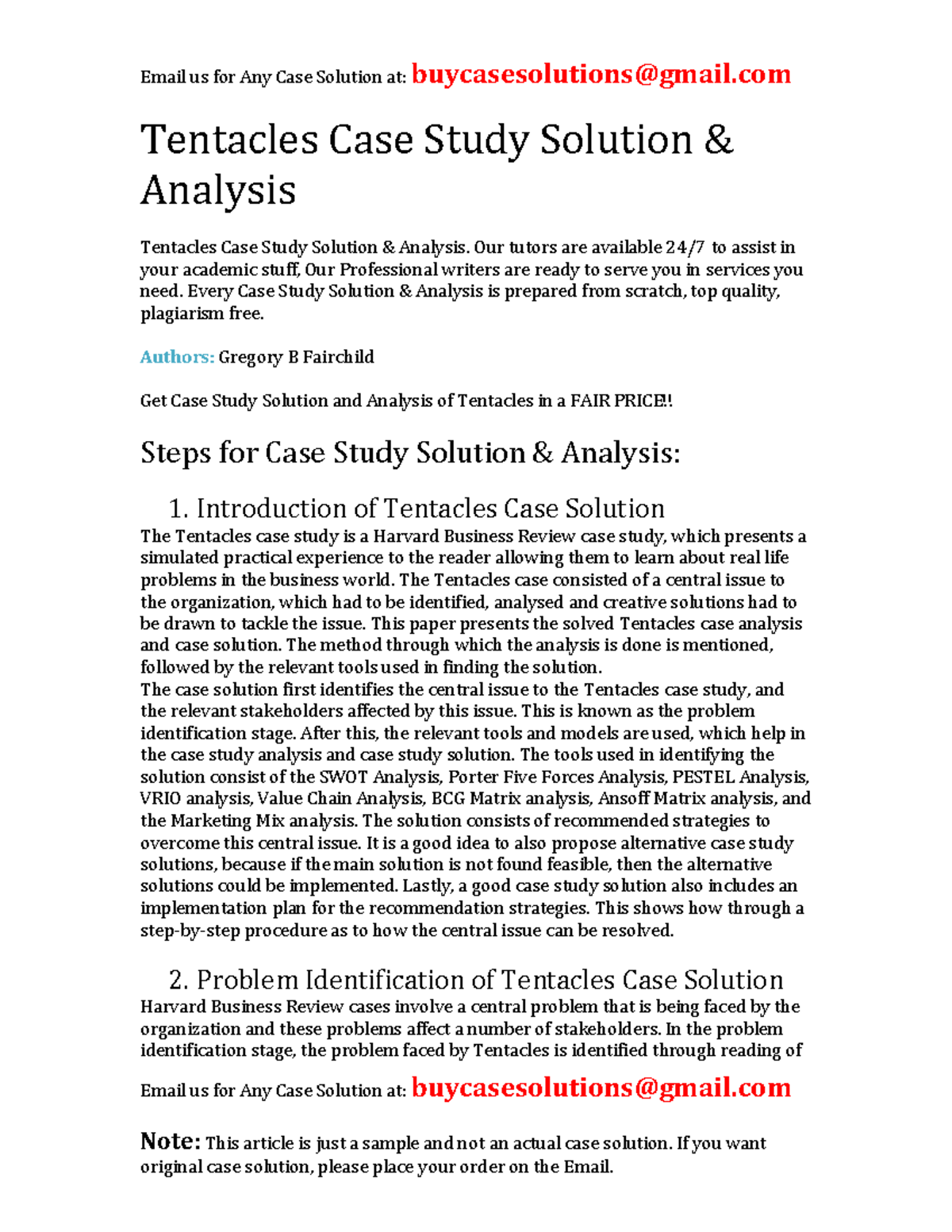 Tentacles Case Study Solution Analysis - Email us for Any Case Solution ...
