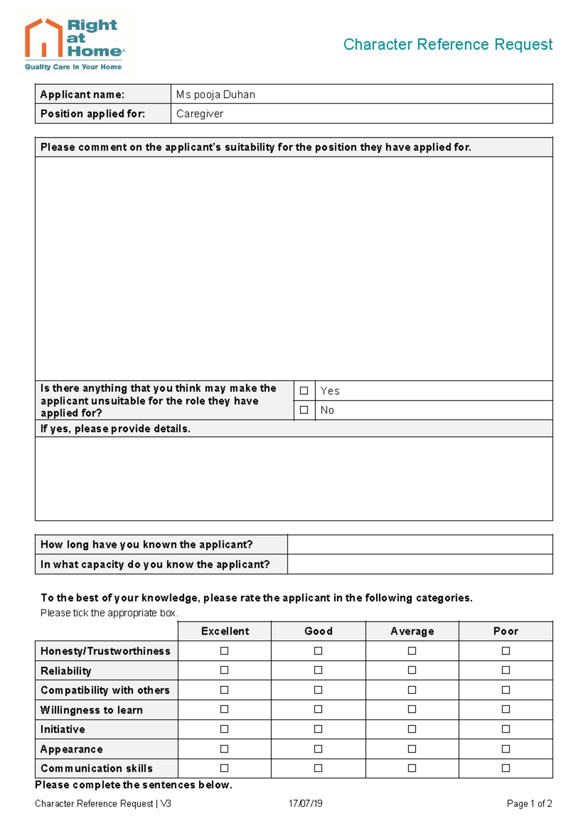 Character Reference Request - PD - Character Reference Request ...