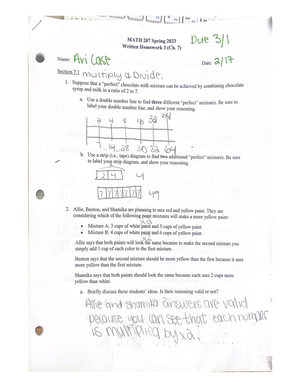 Case Ari math 207 written homework - MATH 207 Spring 2023 Written ...