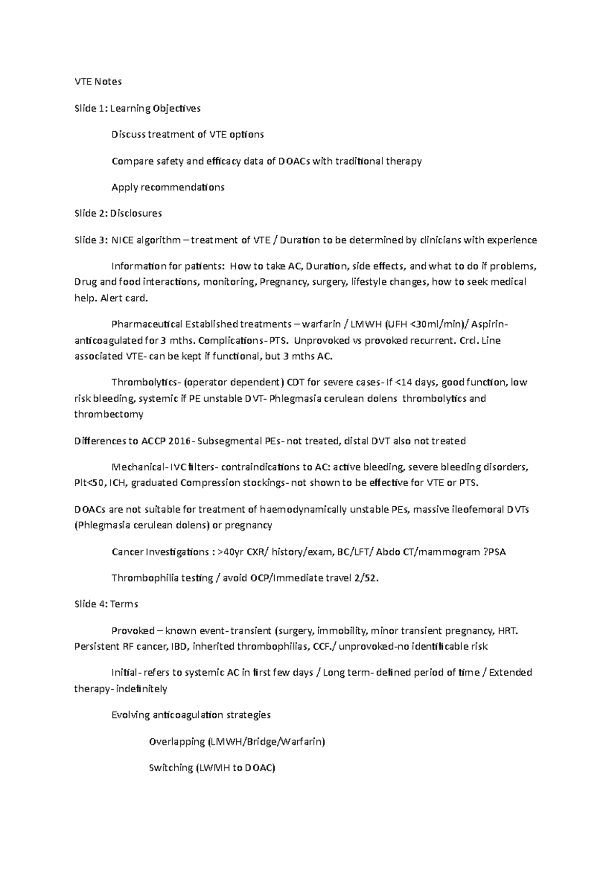 VTE Notes - Latest information on VTE and rationale for treatment with ...
