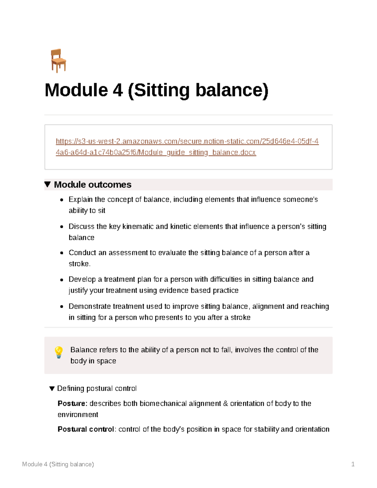 PHS318 Module 4 (Sitting balance) - Module 4 (Sitting balance) 1 A ...