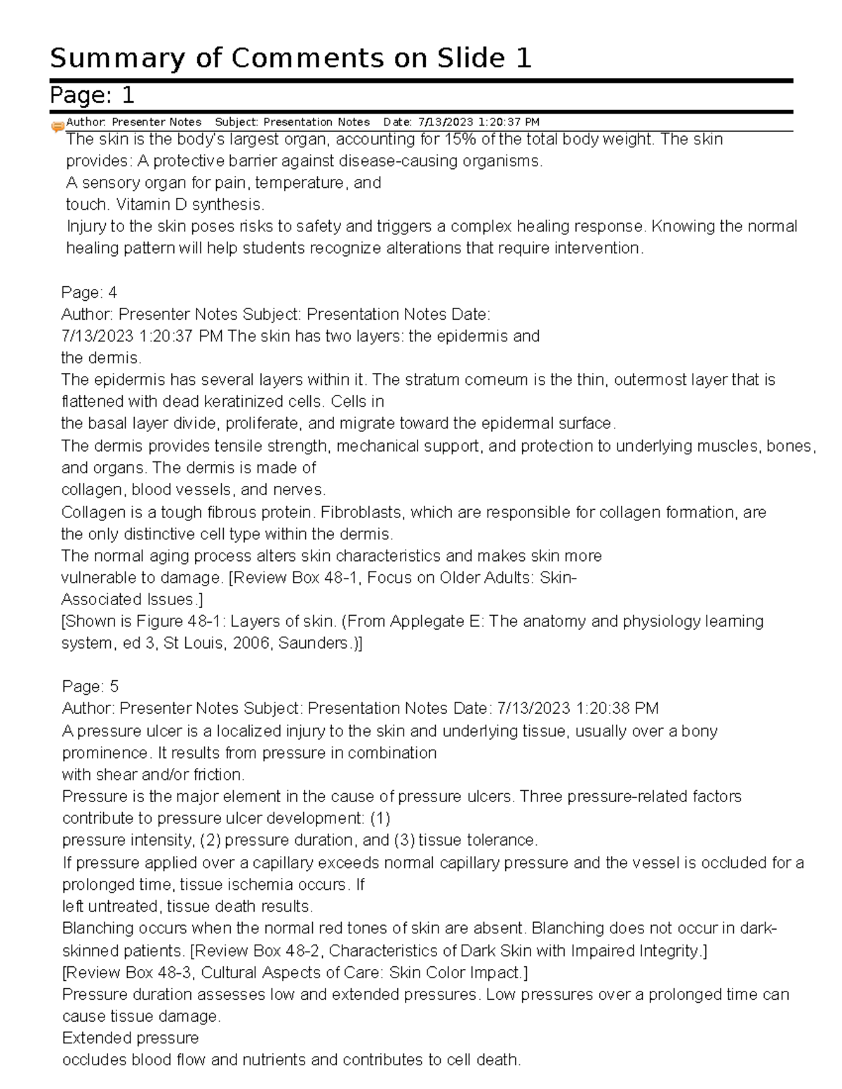 Chap 4 Summary of Comments - Summary of Comments on Slide 1 Page: 1 ...