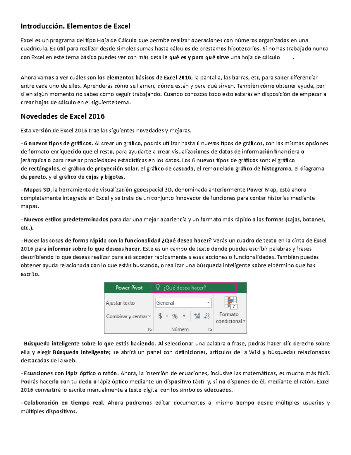 Curso Excel Basico - resumen - Introducción. Elementos de Excel Excel ...