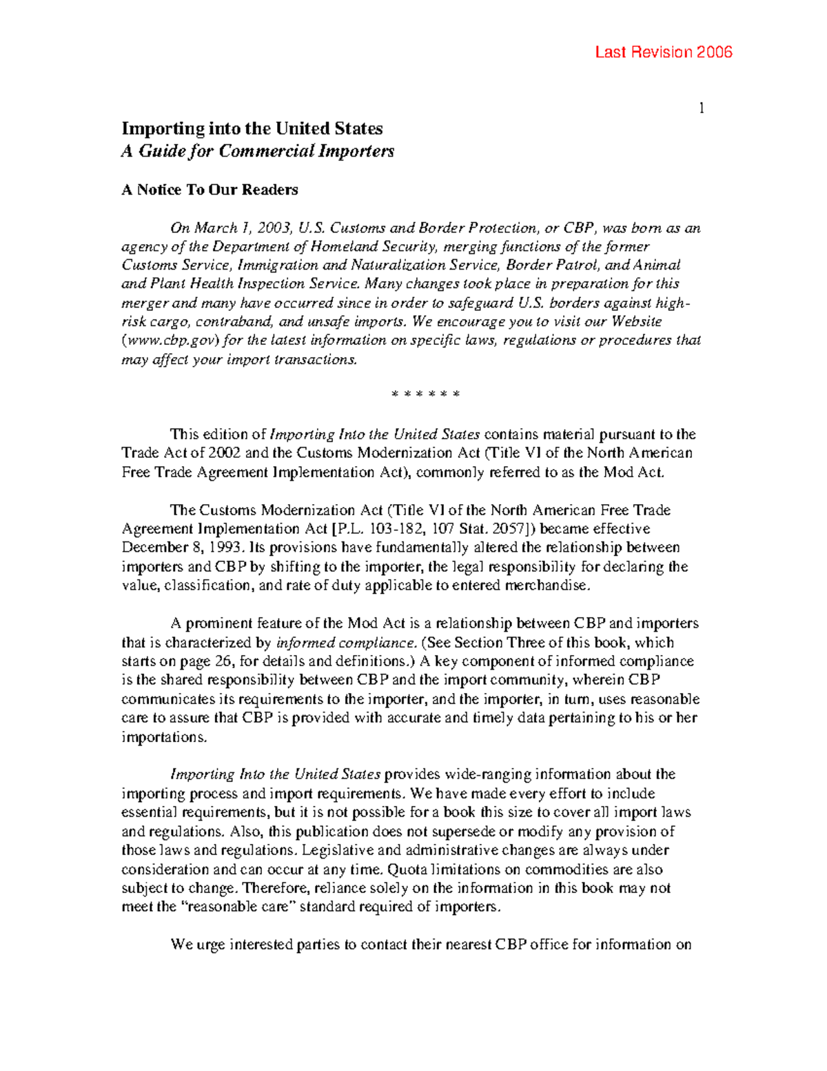 Importing into the U - English - Importing into the United States A ...