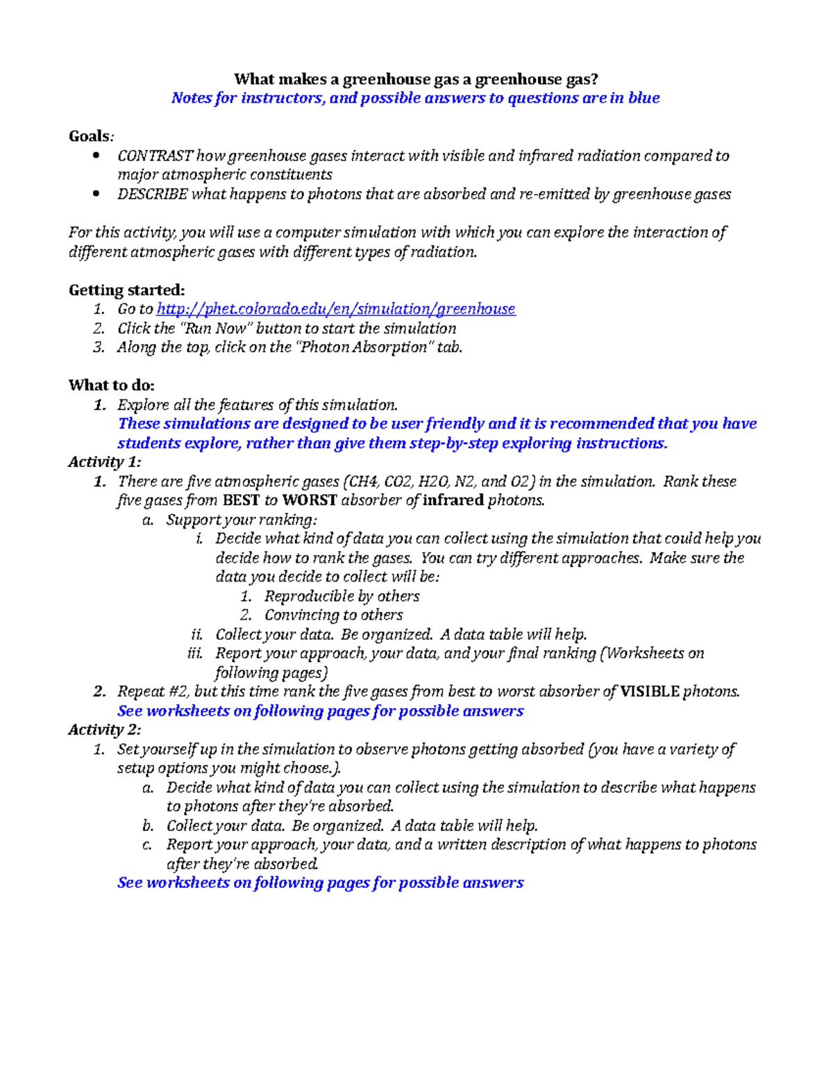 Answers tips instructors - What makes a greenhouse gas a greenhouse gas ...