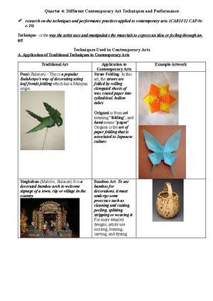 CPAR-Module-10 - cpar notes - Quarter 4: Local Materials Used in ...