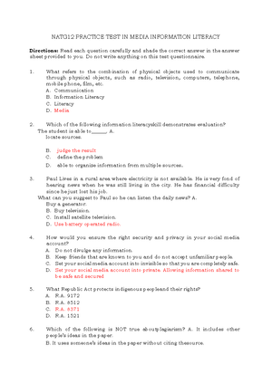MIL Final Exam - Media and Information Literacy Semestral Exam ...
