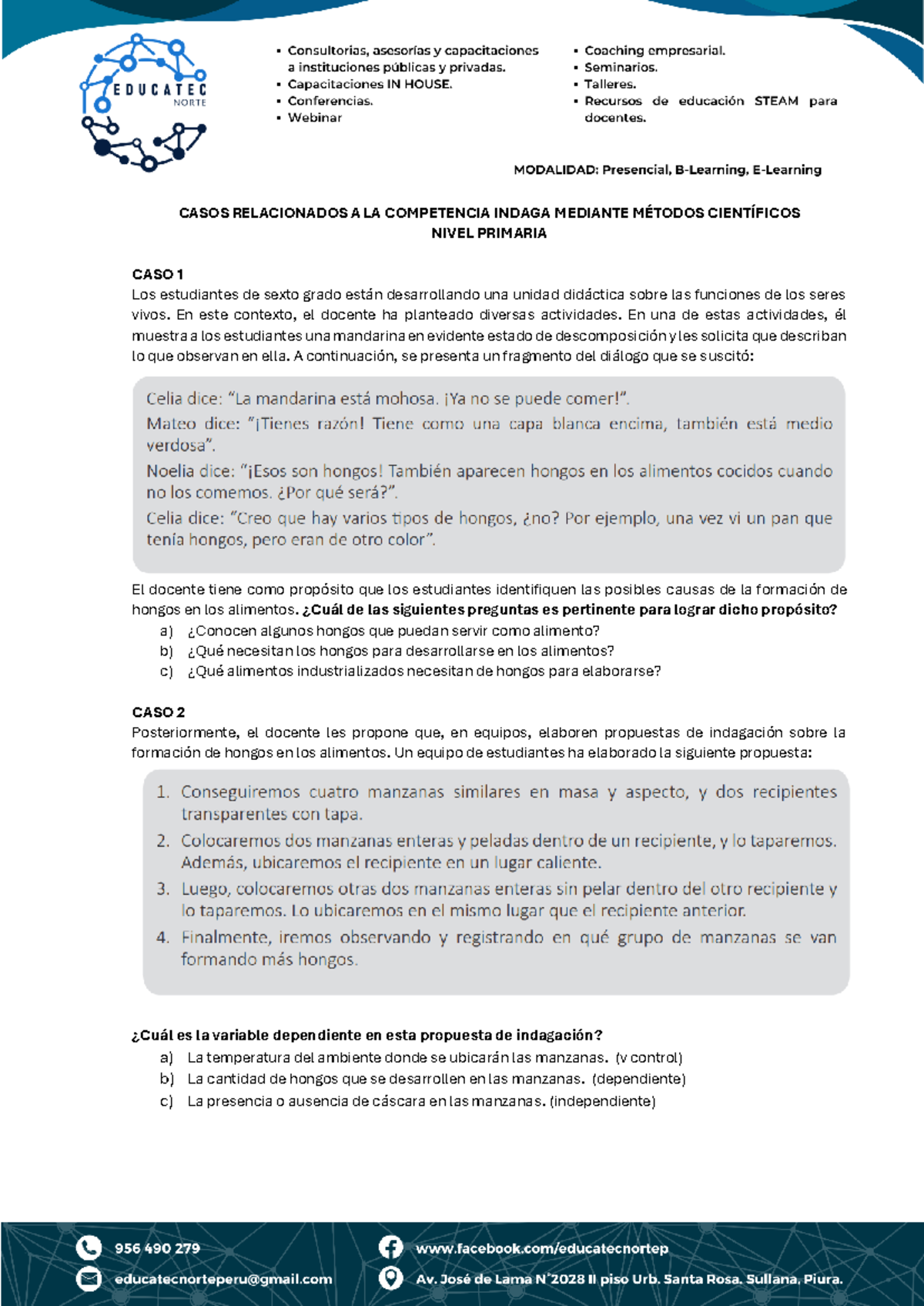 Casuistica taller libre 24 - CASOS RELACIONADOS A LA COMPETENCIA INDAGA ...