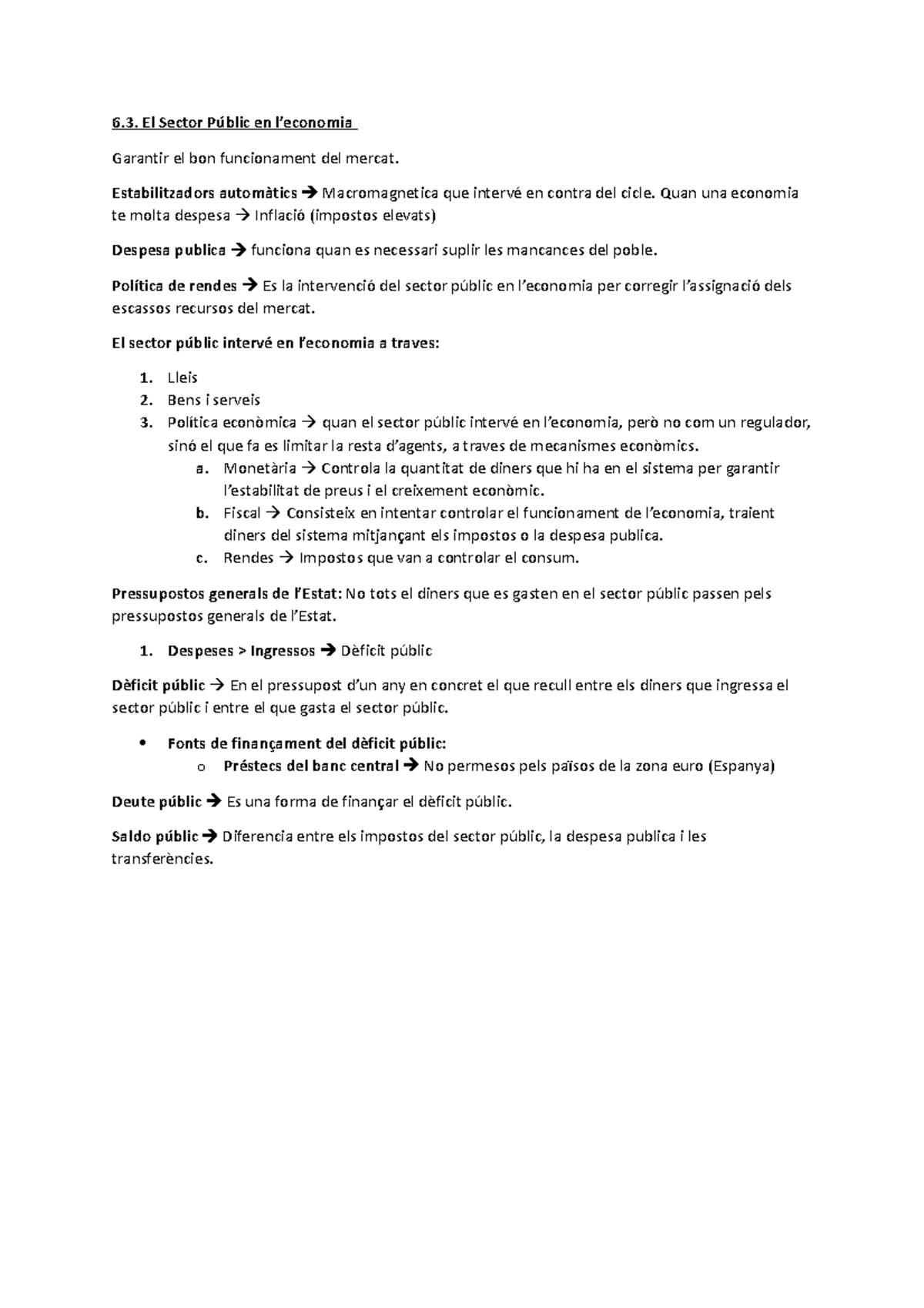 Tema 6 - asssssssssss - El Sector Públic en l’economia Garantir el bon ...