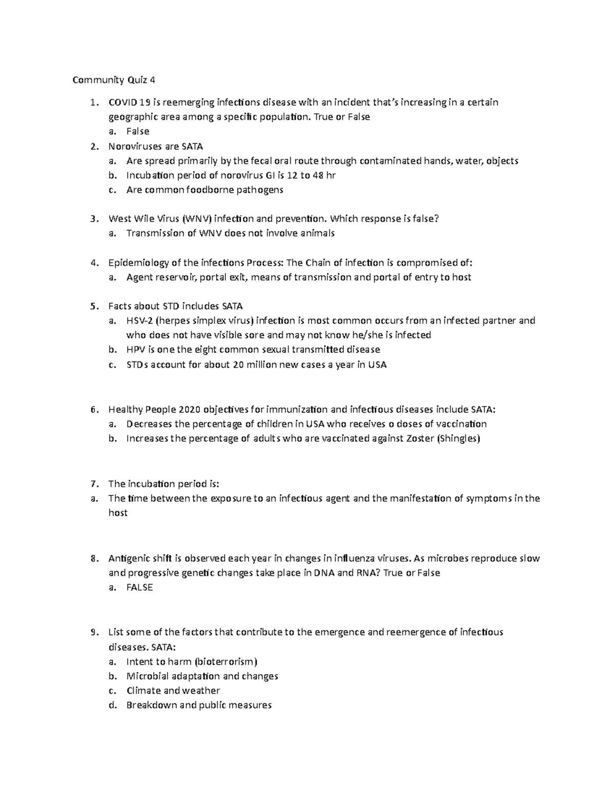 Community Quiz 4 - notes - Community Quiz 4 COVID 19 is reemerging ...
