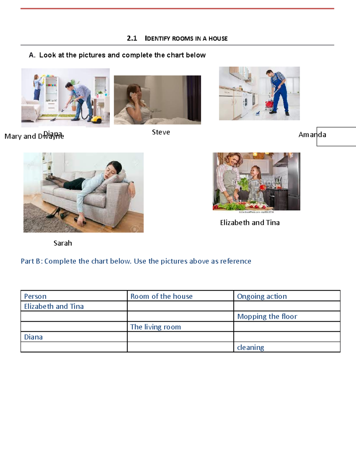 Unit 2 rooms of the house and ongoing actions (2) - 2 IDENTIFY ROOMS IN ...