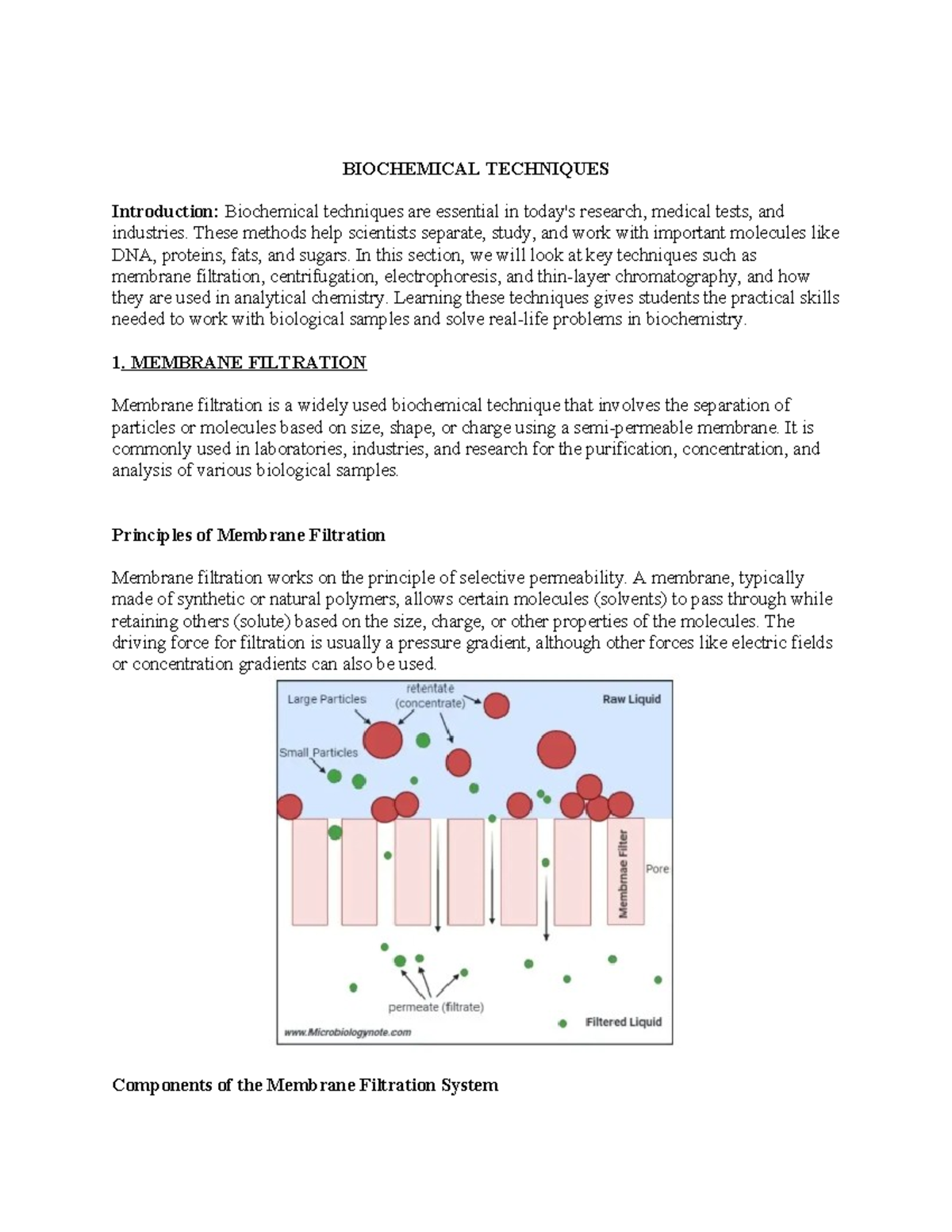 Biochemical 2 - biochem - BIOCHEMICAL TECHNIQUES Introduction ...