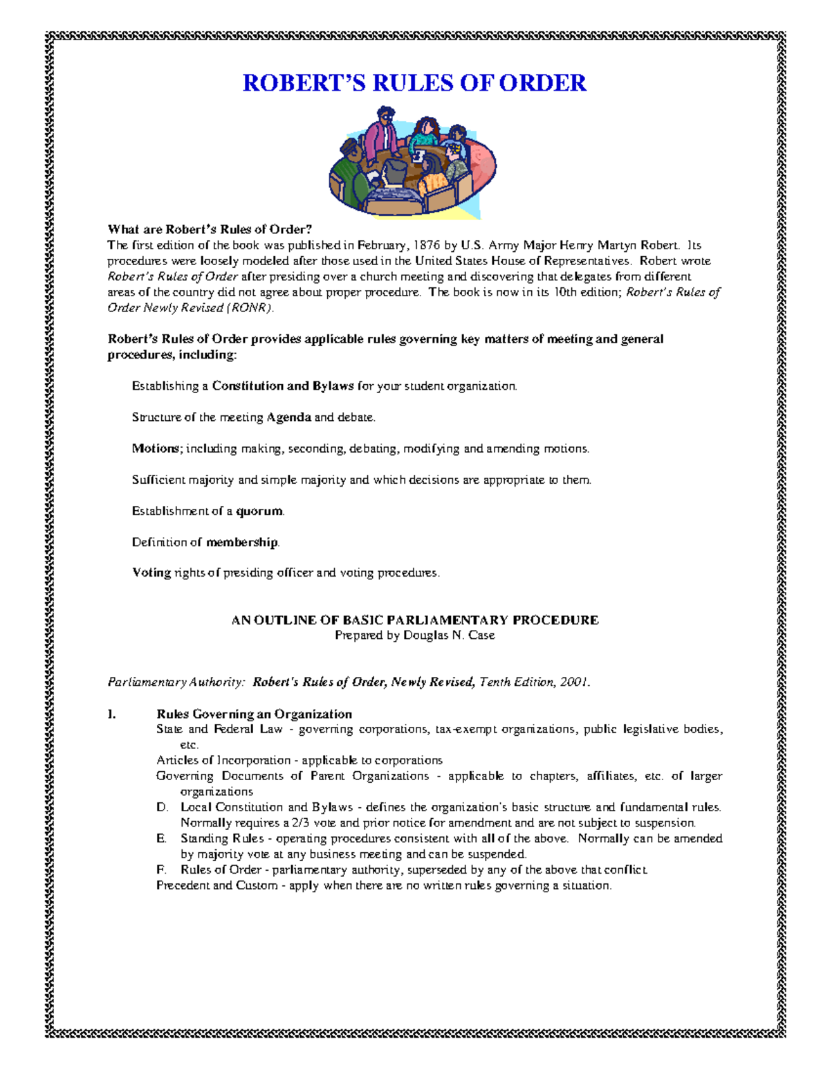Appendix IVRoberts Rules Of Order - ROBERT’S RULES OF ORDER What are ...
