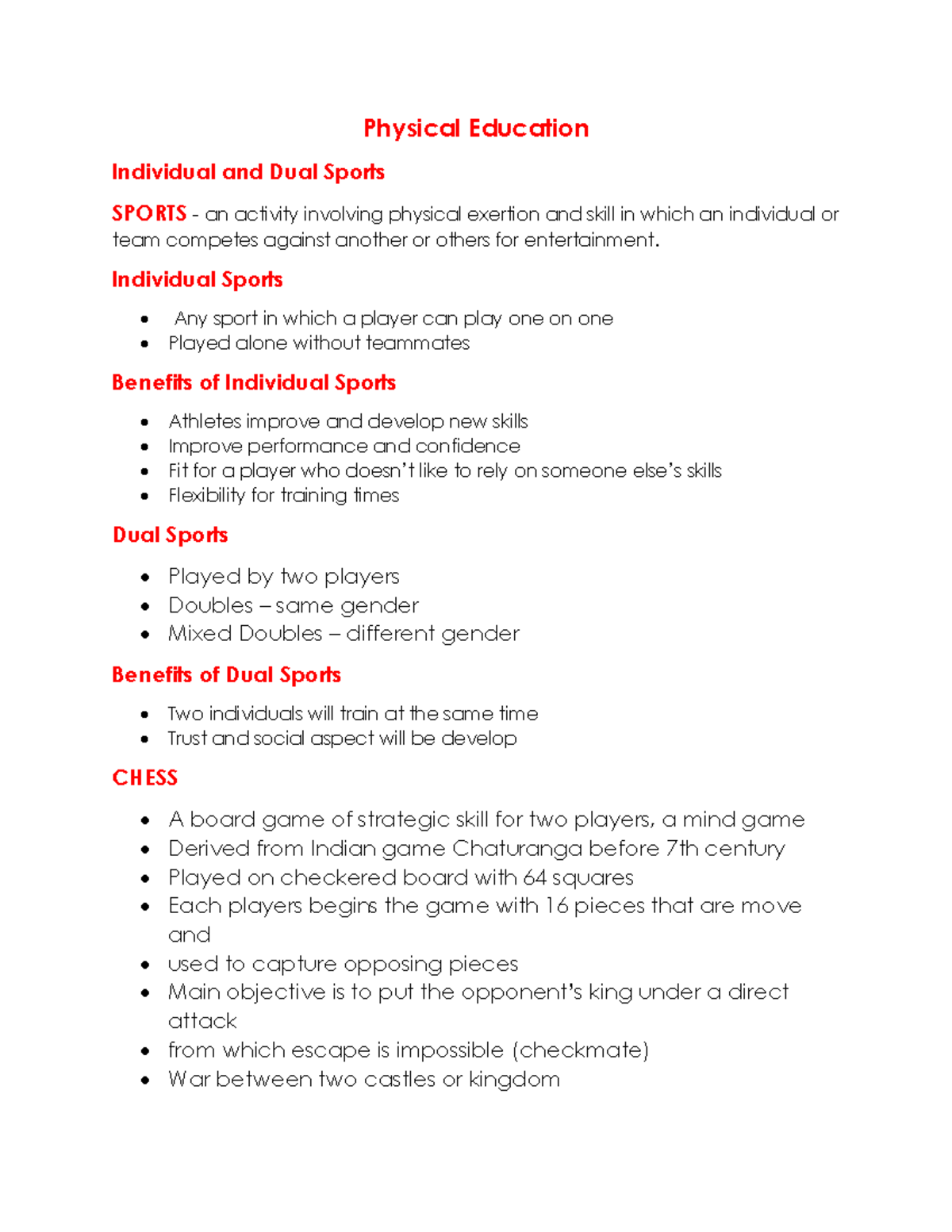 Physical Education 1 - study guide - Studocu