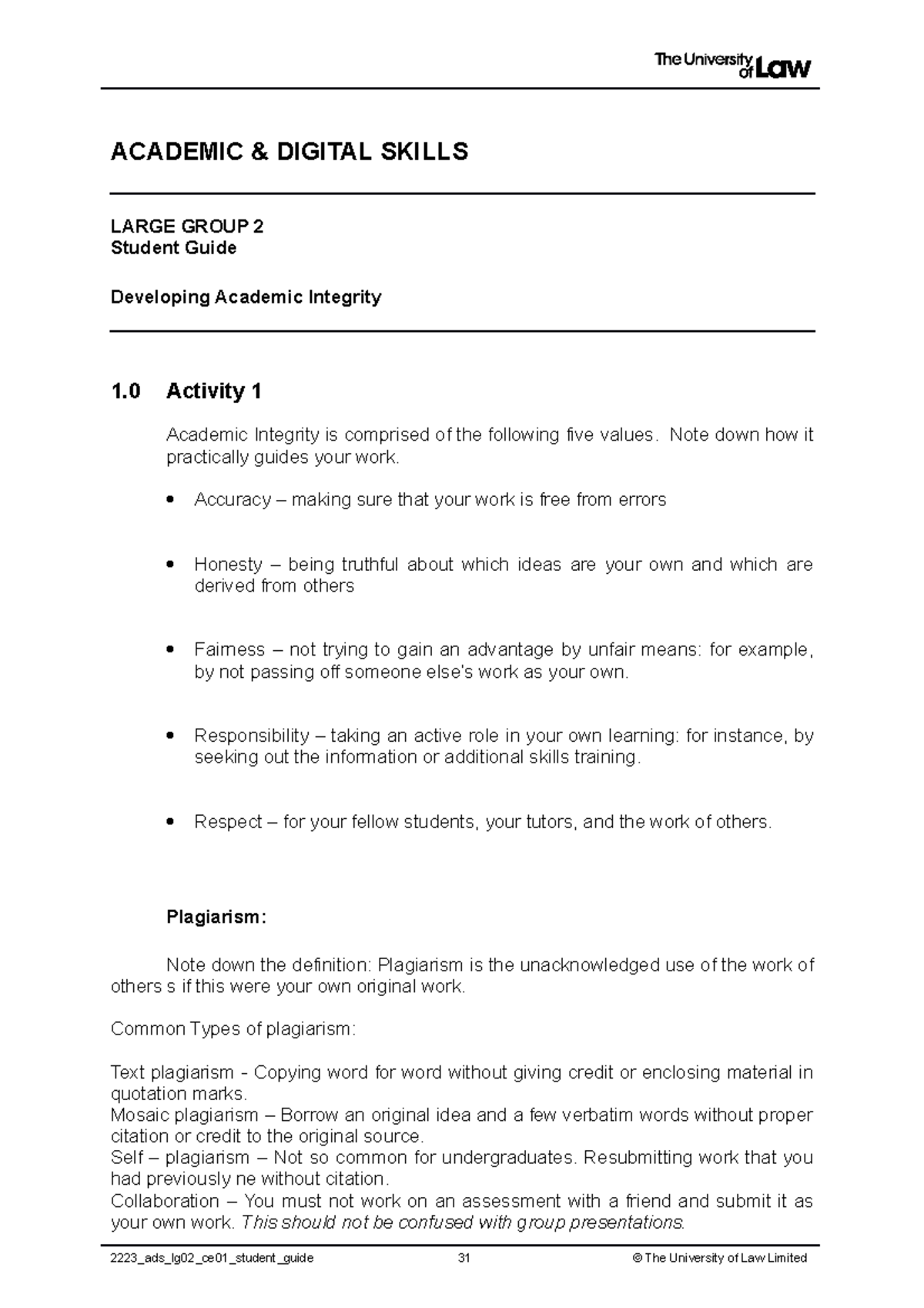 UNIT 2 A&DS student guide - ACADEMIC & DIGITAL SKILLS LARGE GROUP 2 ...