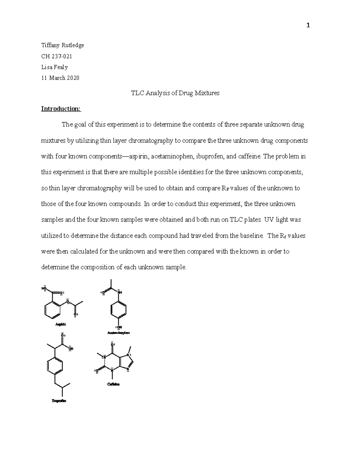 TLC Analysis of Drug Mixtures - Studocu